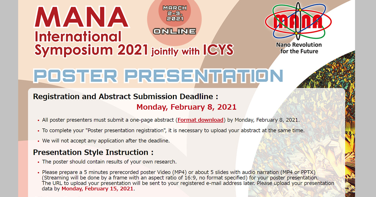 POSTER PRESENTATION / MANA INTERNATIONAL SYMPOSIUM 2021