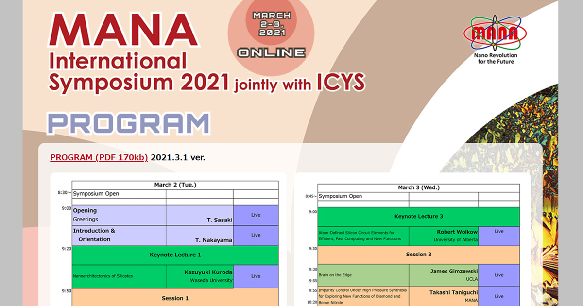 PROGRAM / MANA INTERNATIONAL SYMPOSIUM 2021